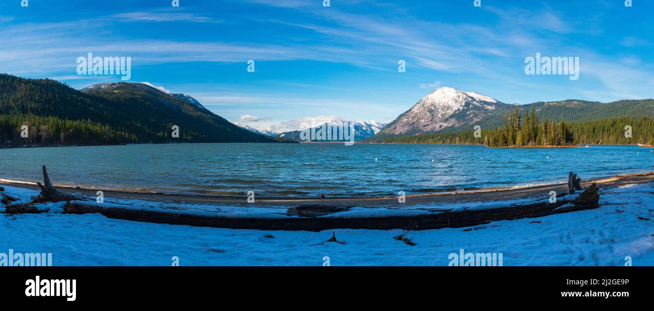 Snow at Lake Wenatchee in the North Cascades, Washington Stock Photo ...