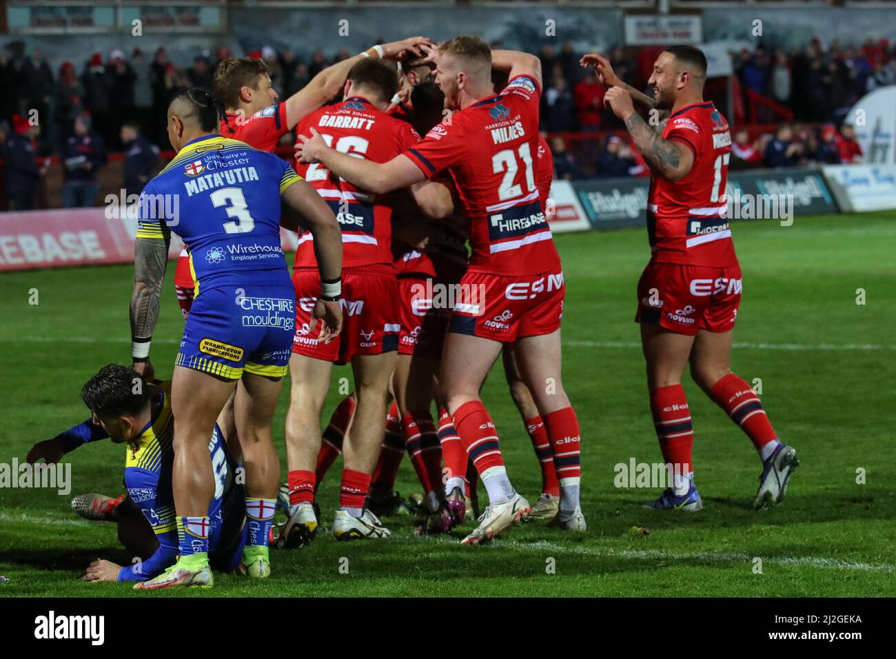 Frankie Halton #27 of Hull KR celebrates his try Stock Photo - Alamy