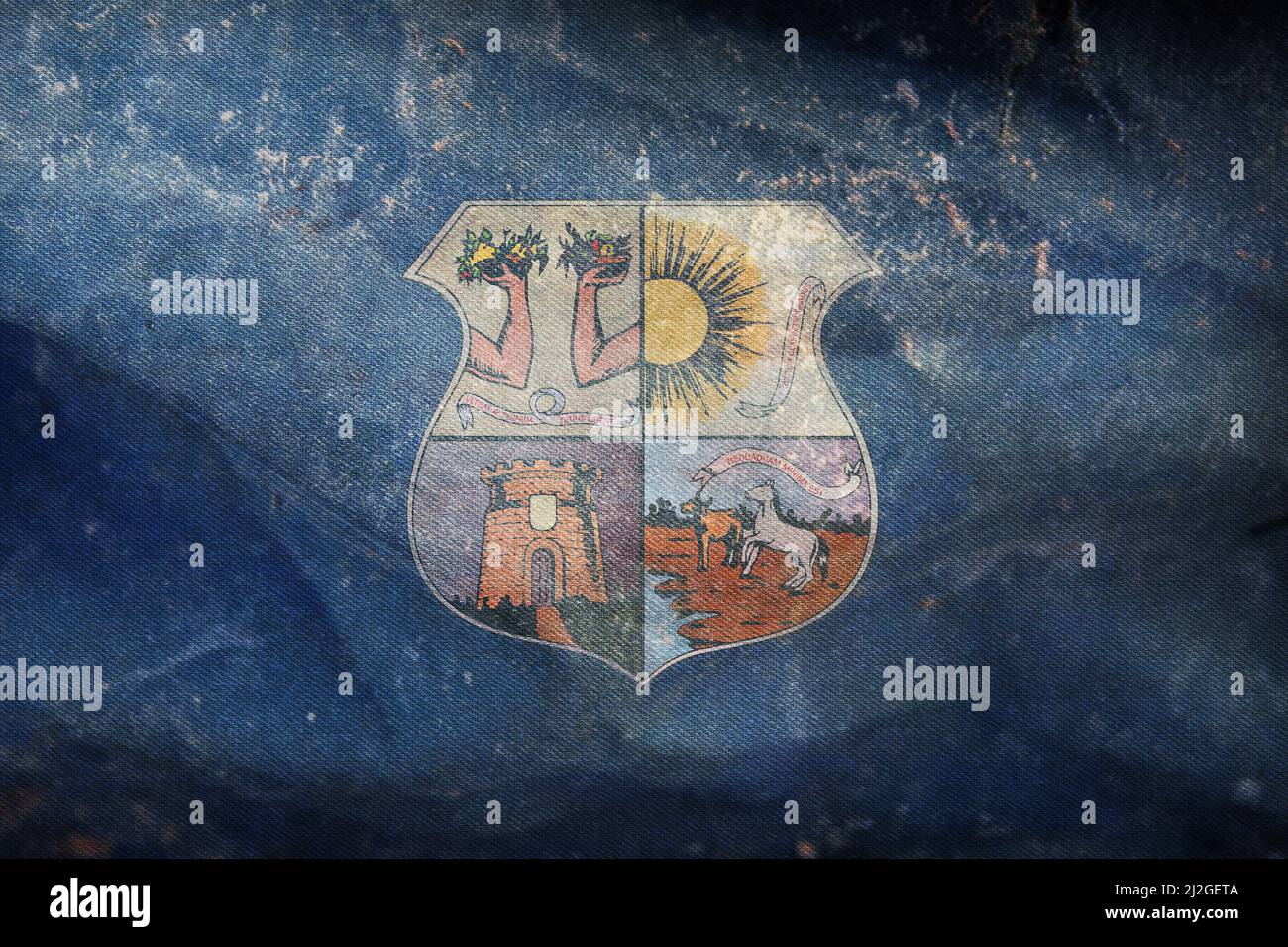 Top view of retro flag Belem, Brazil with grunge texture. Brazilian ...