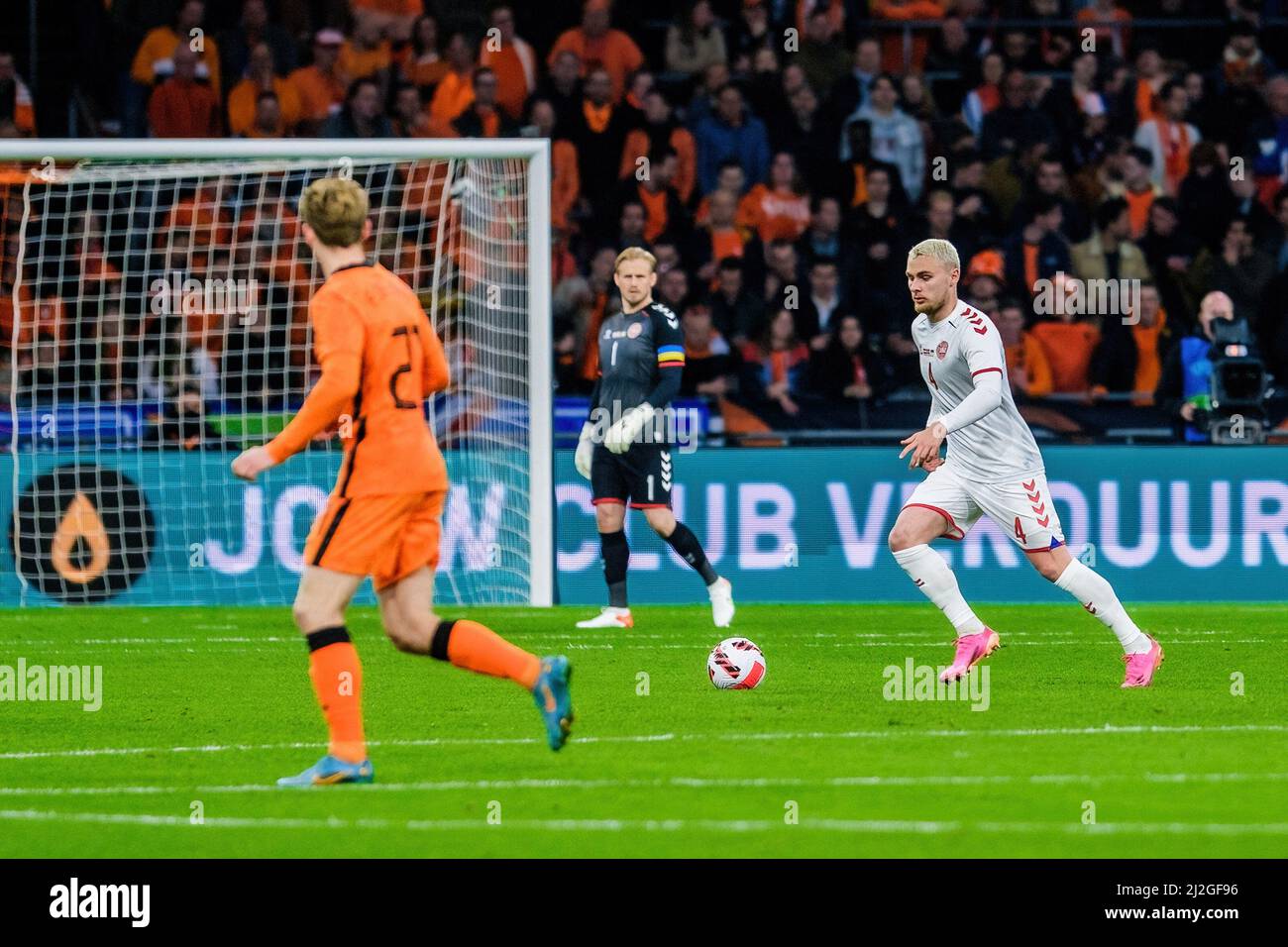 Amsterdam, Netherlands. 26th, March 2022. Victor Nelsson (4) of Denmark ...