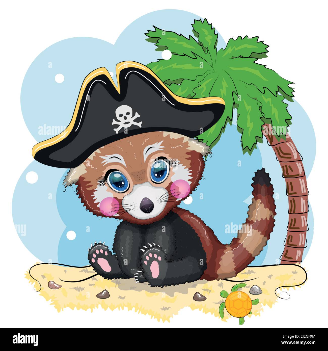 Red panda pirate, cartoon character of the game, wild bear in a bandana ...