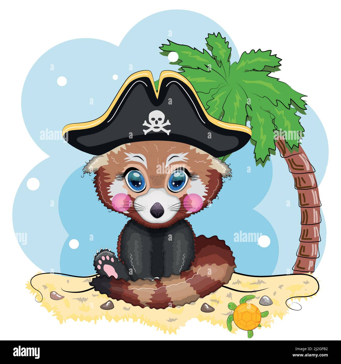 Red panda pirate, cartoon character of the game, wild bear in a bandana ...
