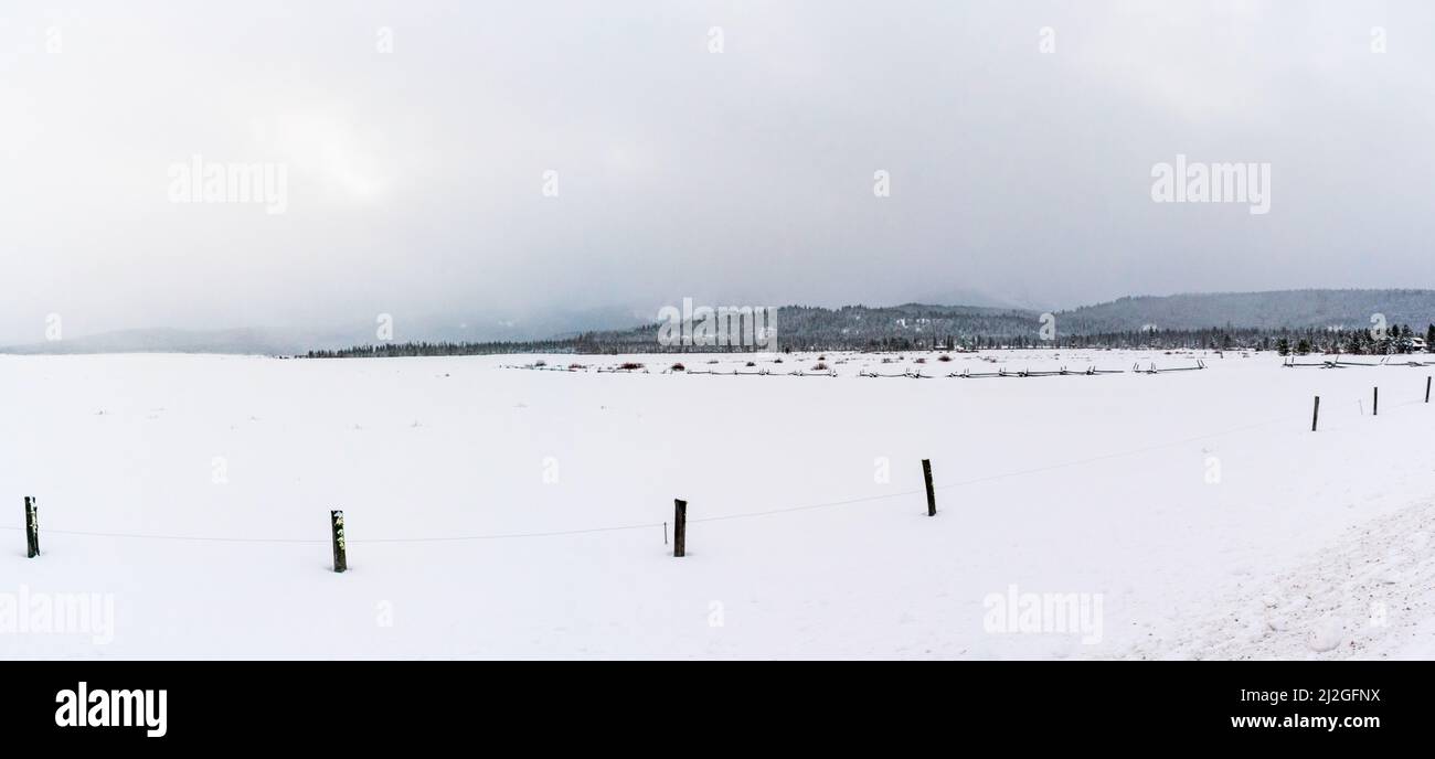 Snow covers the Sawtooth Mountains in the Sawtooth National Recreation ...