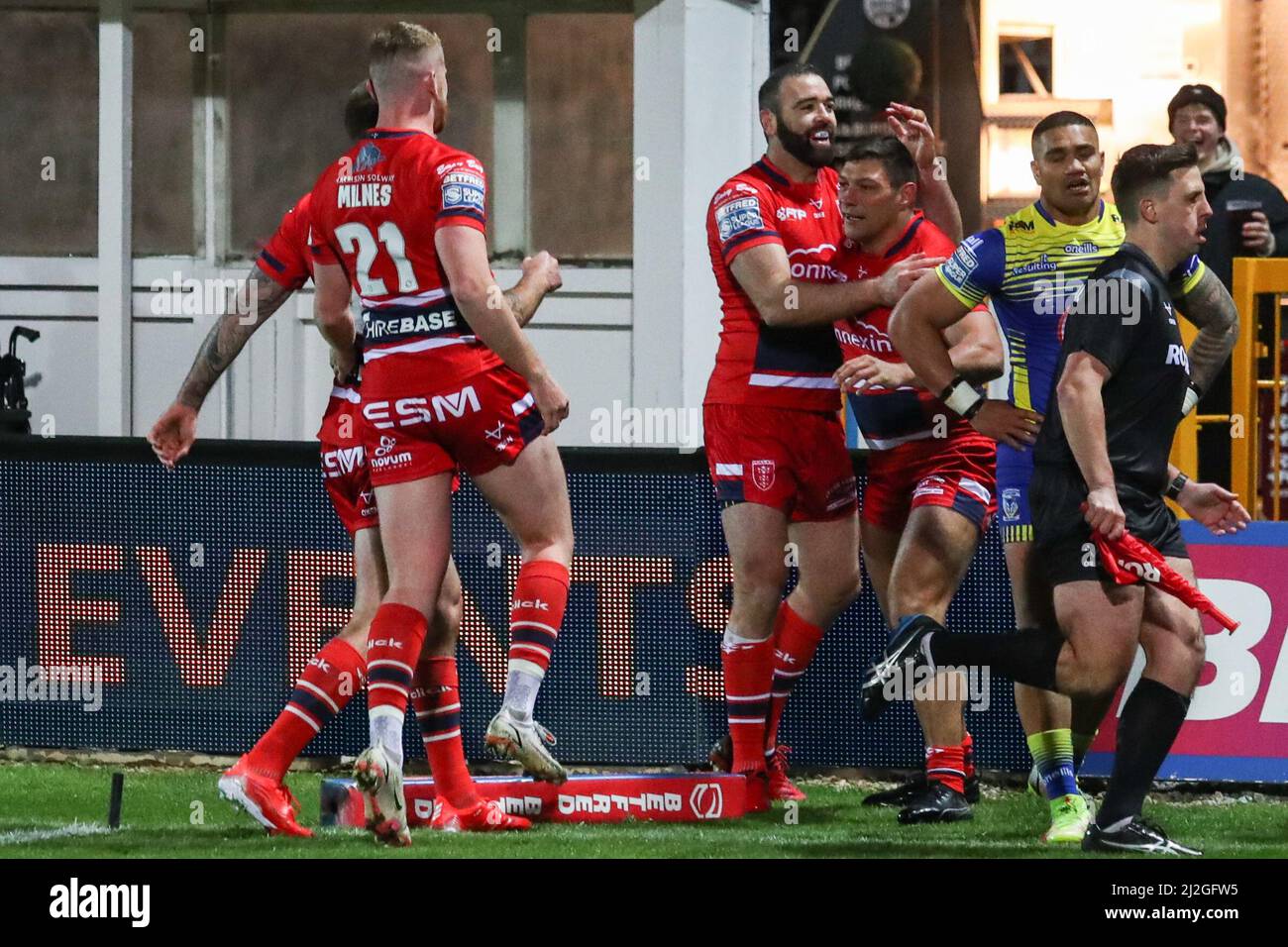 Ryan Hall #5 of Hull KR celebrates his try Stock Photo - Alamy