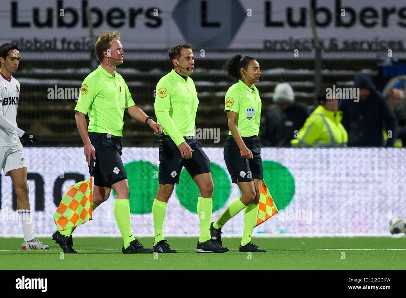 VELSEN-ZUID, NETHERLANDS - APRIL 1: Assistent referee Frans Ozinga ...