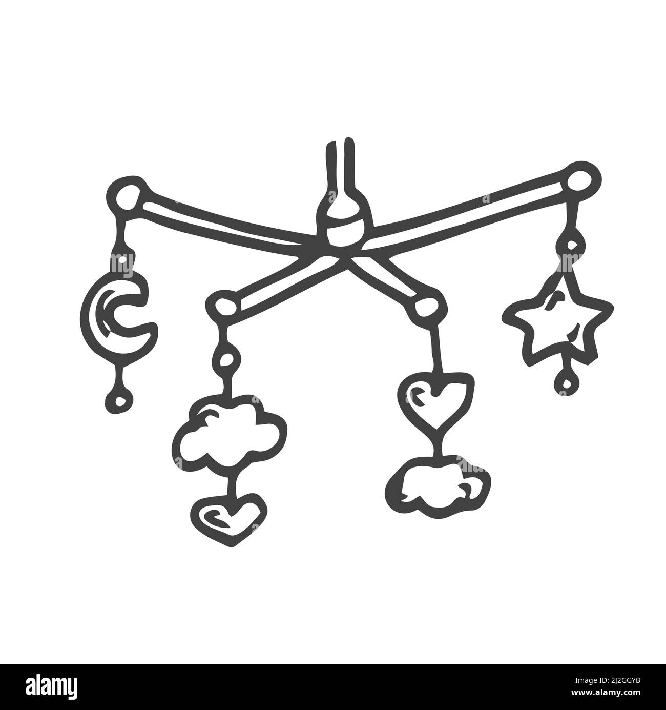 Baby mobile toys hand drawn outline doodle icon. Baby mobile toys as ...