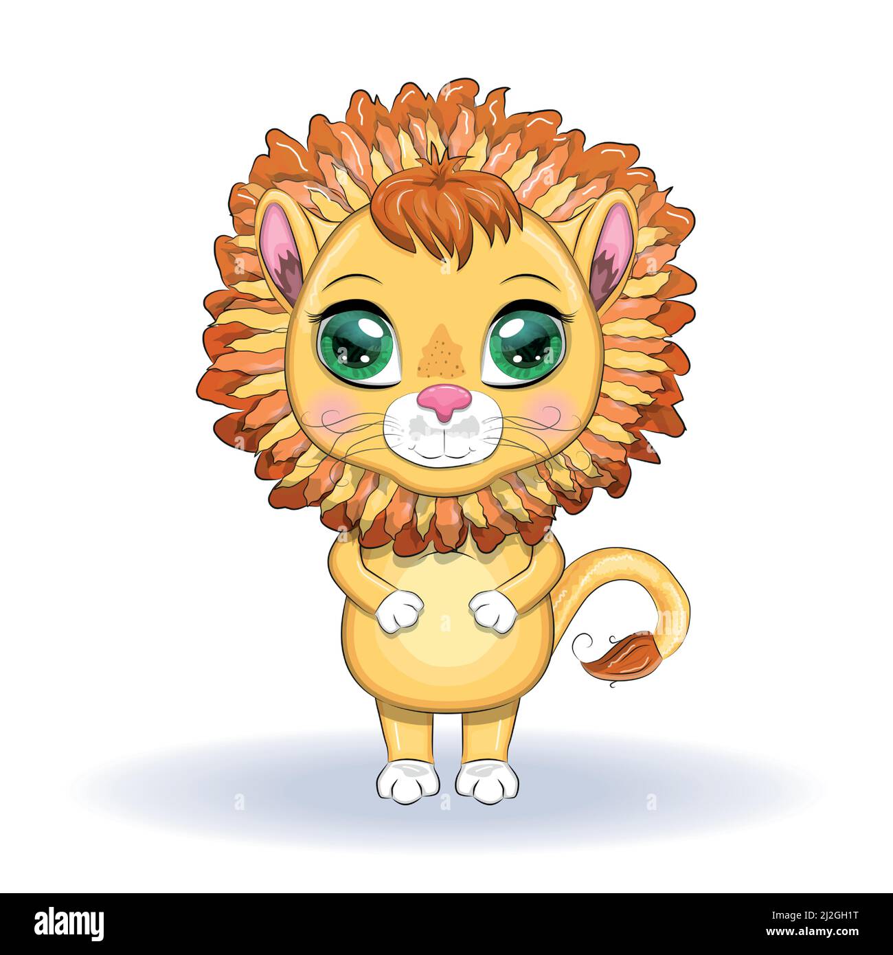 Cartoon lion with expressive eyes. Wild animals, character, childish ...