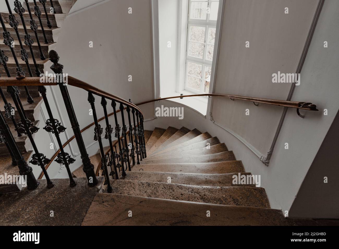 A view of stairs in a modern house with windows Stock Photo - Alamy