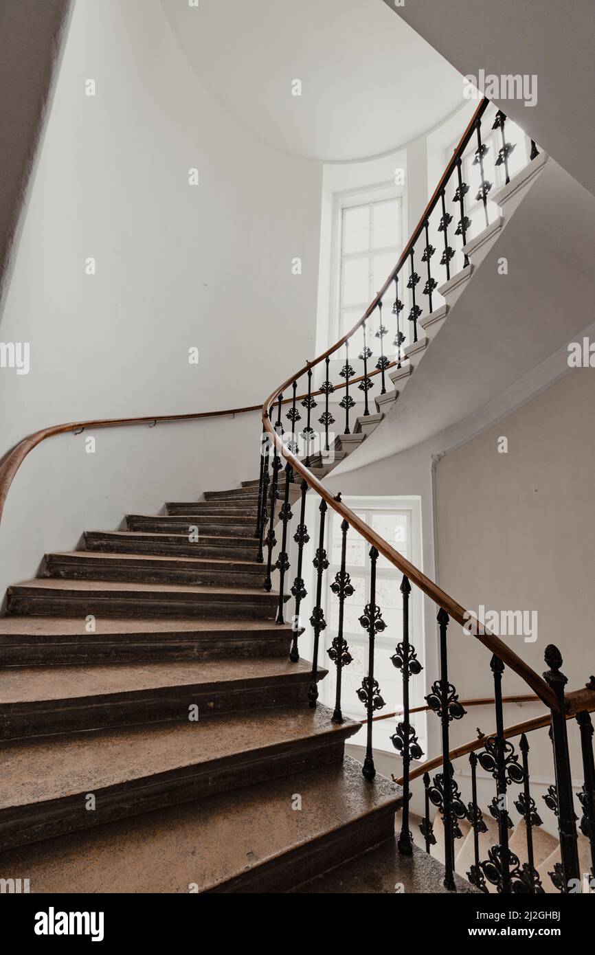 A view of stairs in a modern house with windows Stock Photo - Alamy