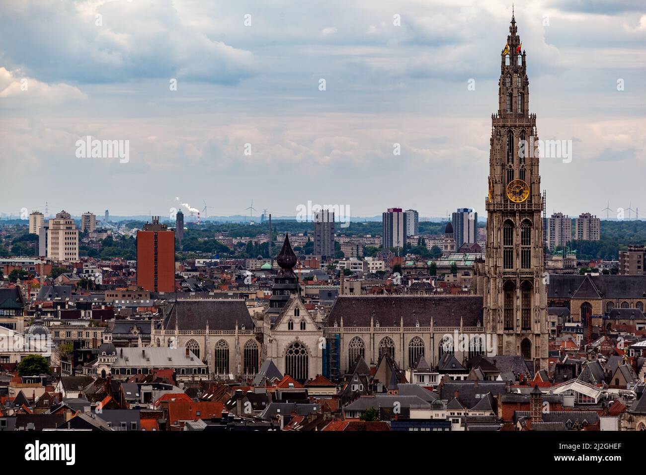 The Antwerp cityscape with the famous Saint Paul baroque church in ...