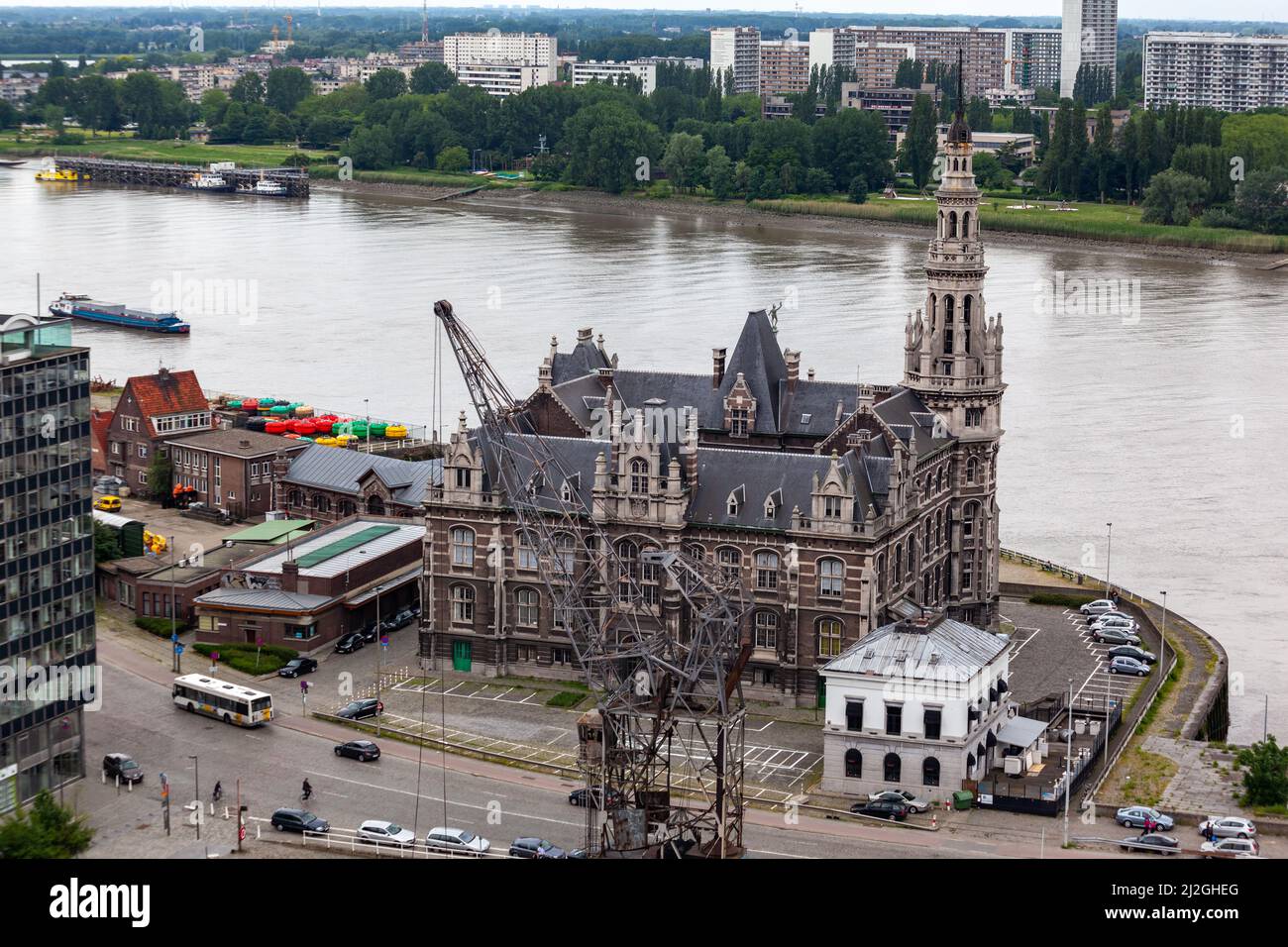 The riverside Loodswezen historical building in Antwerpen, Belgium ...