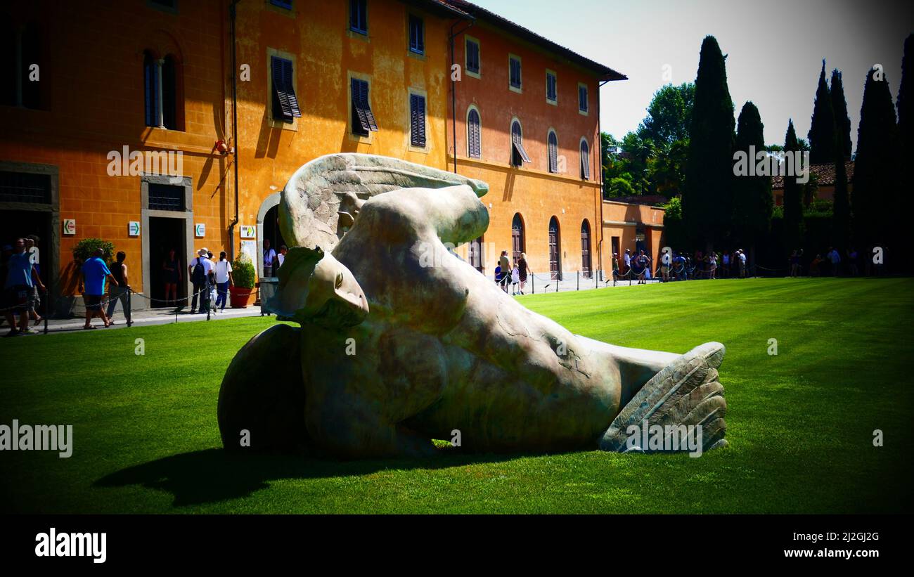 A beautiful view of the large sculpture of a fallen angel Stock Photo ...