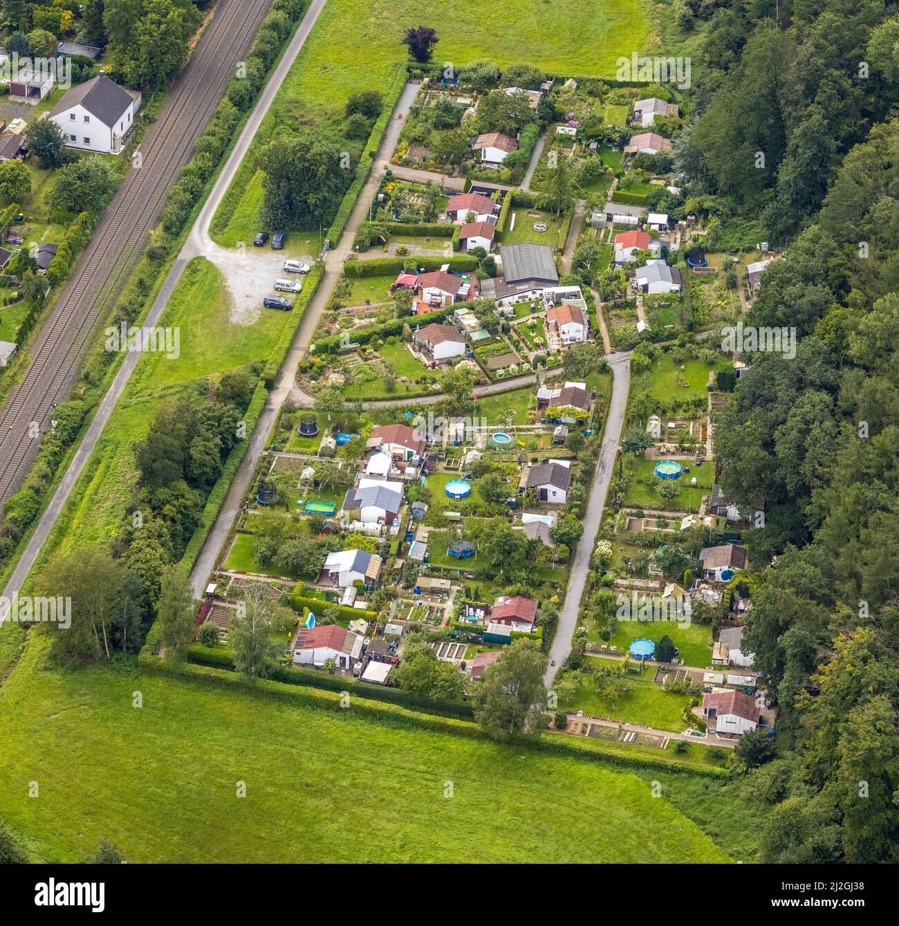 Aerial view, allotment garden site Am Klingelbach in Fröndenberg ...