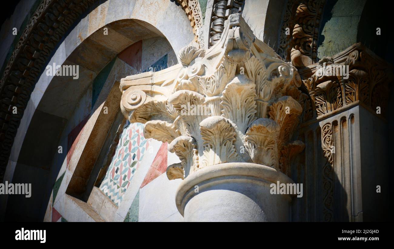 A view of an architectural column of a medieval building Stock Photo ...