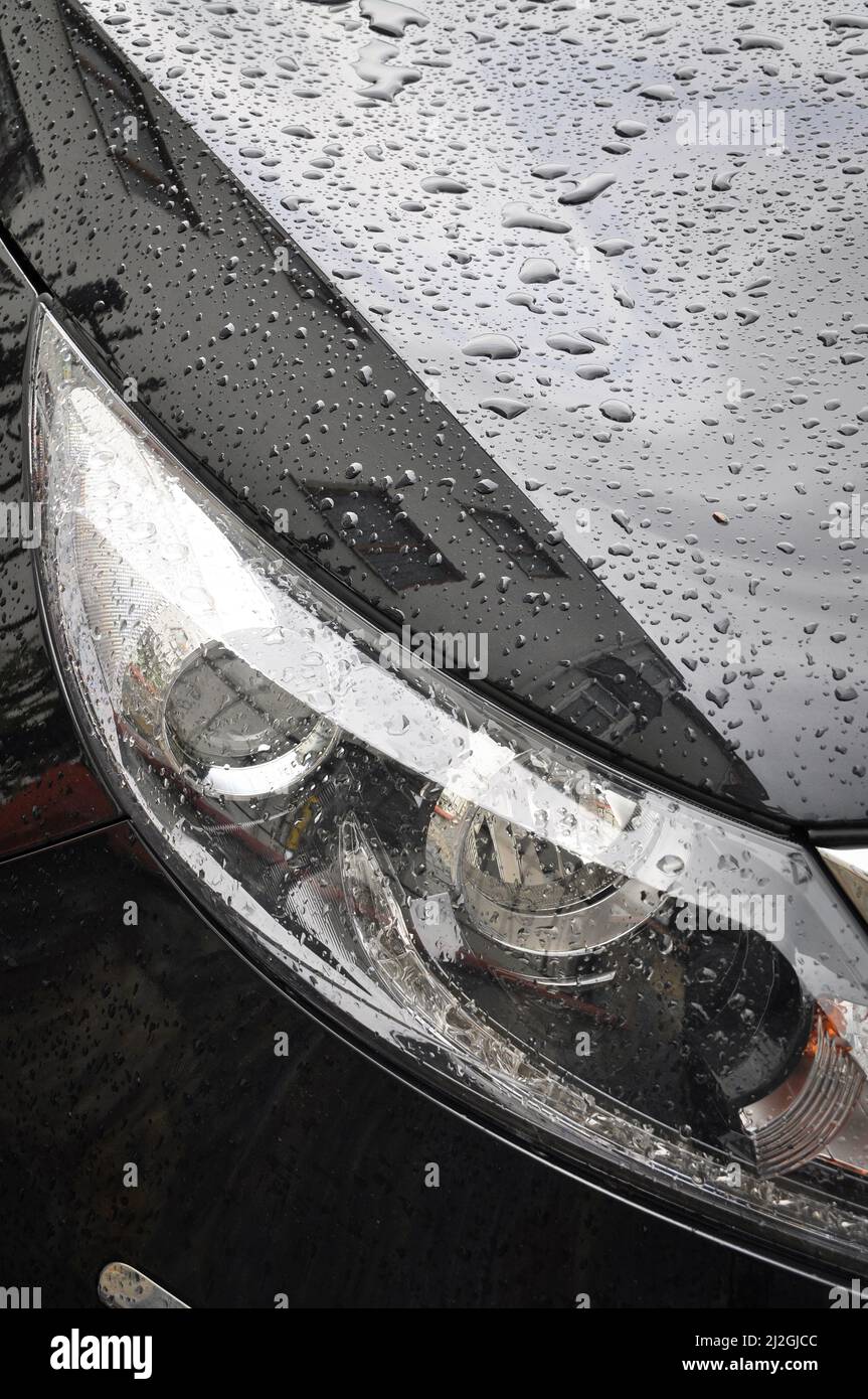Detail of car headlights lamp, black modern a luxury car front lamp and ...
