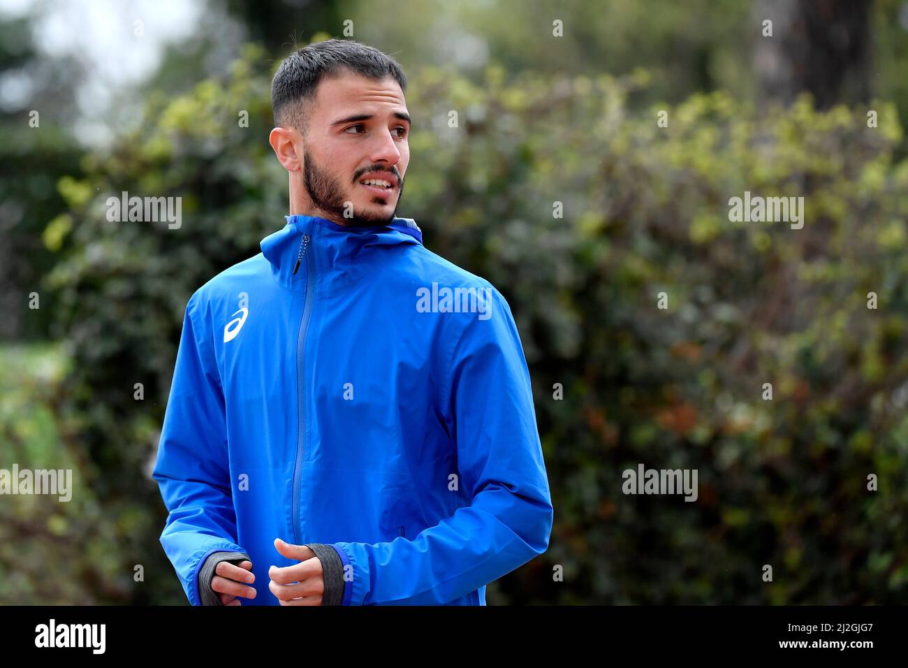 Italian track and field sprinter Lorenzo Patta during a training of the ...