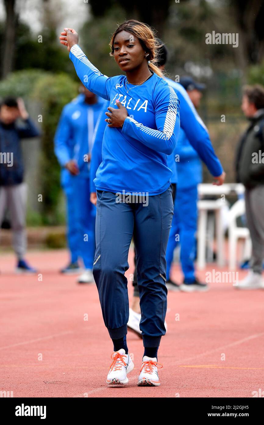 Italian track and field sprinter Zaynab Dosso during a training of the ...