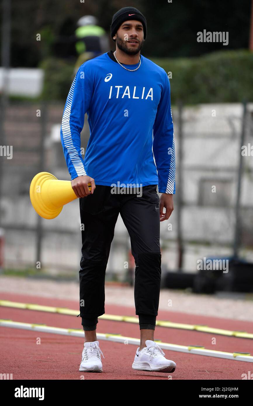 Rome, Italy. 01st Apr, 2022. Italian track and field sprinter Lamont ...