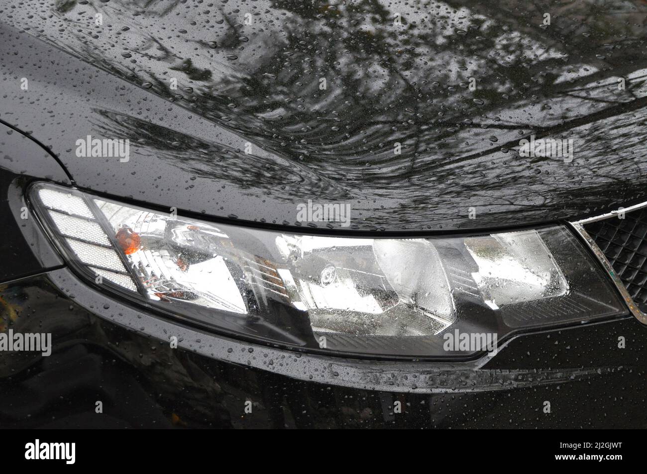 Detail of car headlights lamp, black modern a luxury car front lamp and ...
