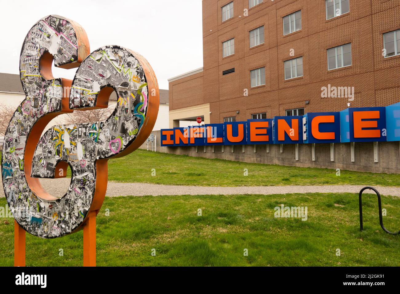 Influence sign on a wall near the police station in Lancaster PA Stock ...