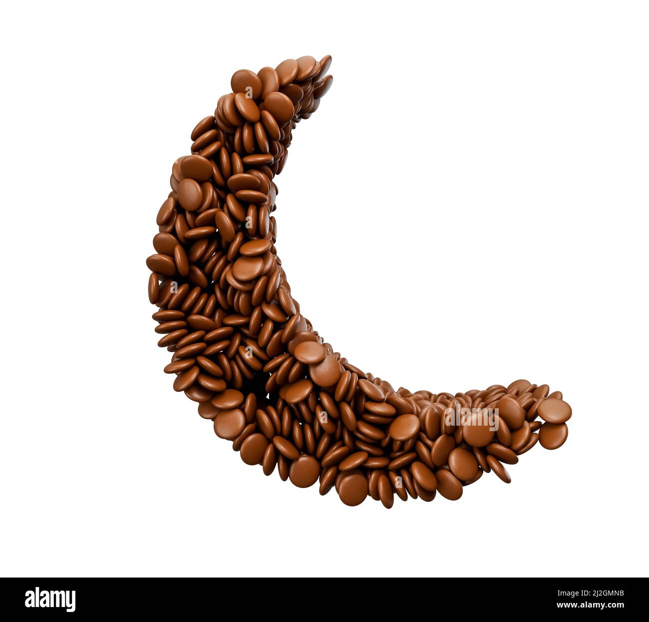 A 3D rendering of the crescent moon shape made with chocolate chip ...