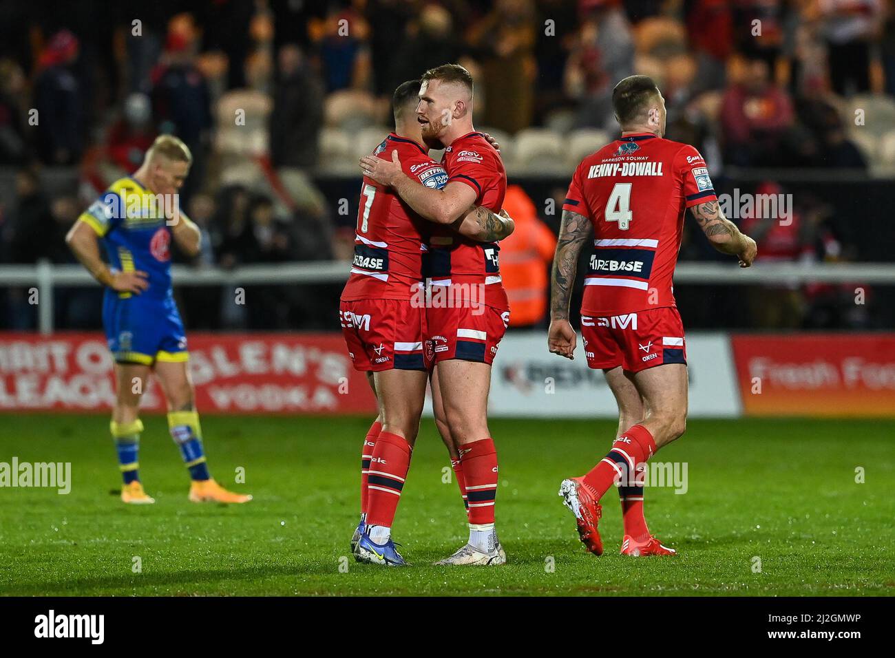 Hull KR players celebrate after the final whistle Stock Photo - Alamy
