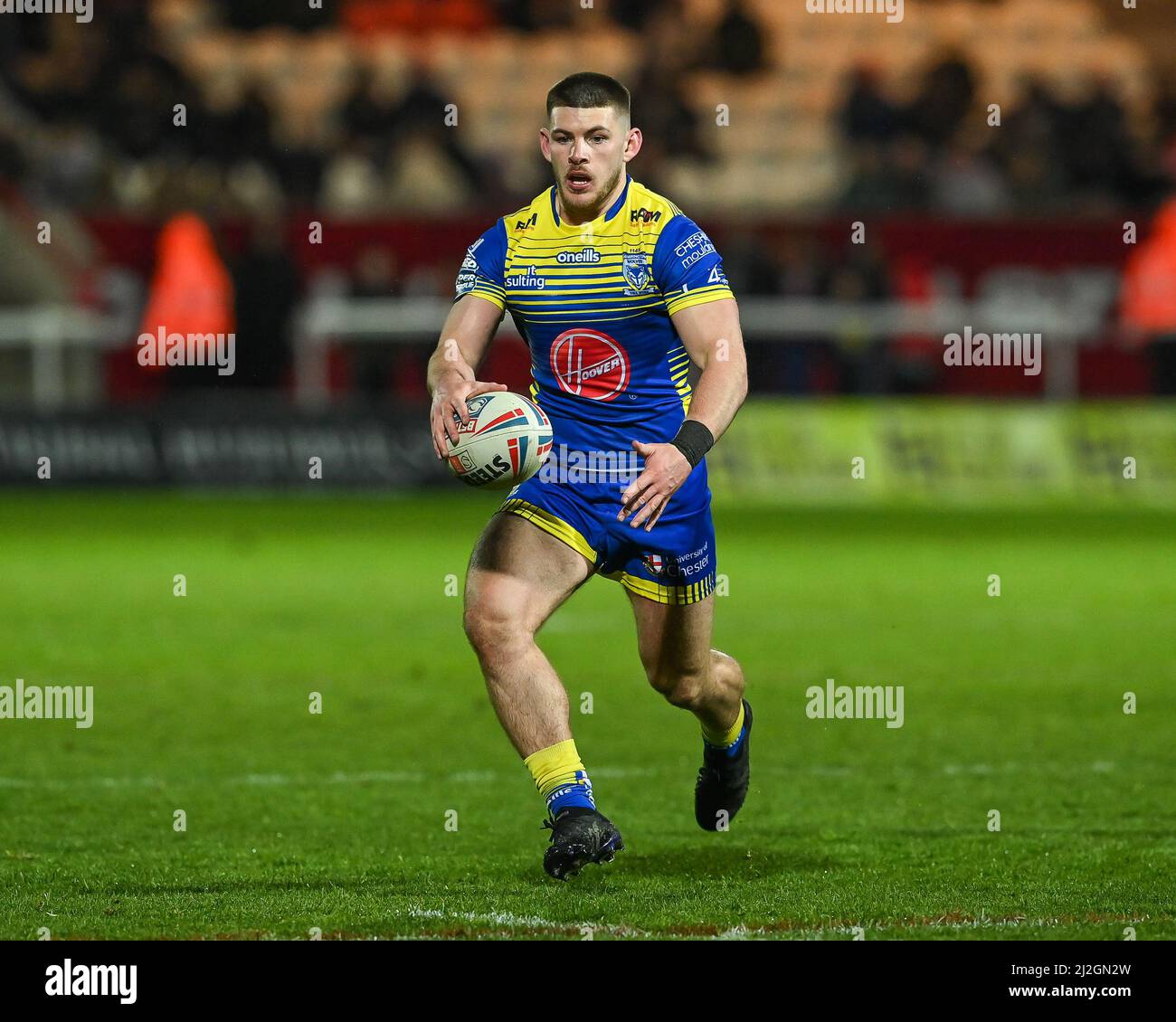 Danny Walker #16 of Warrington Wolves in action in, on 4/1/2022. (Photo ...