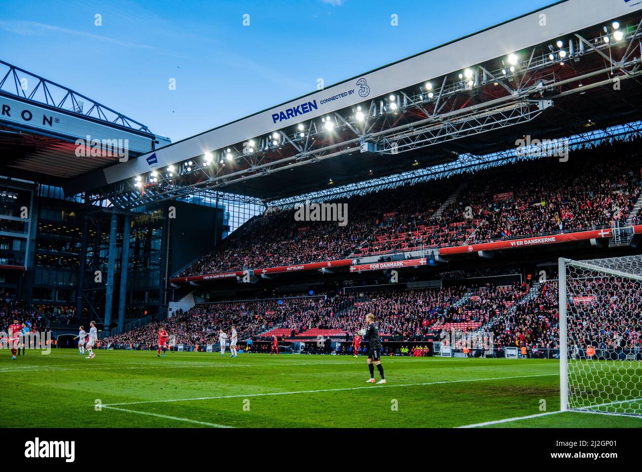 Copenhagen, Denmark. 29th, March 2022. The Parken stadium seen during ...