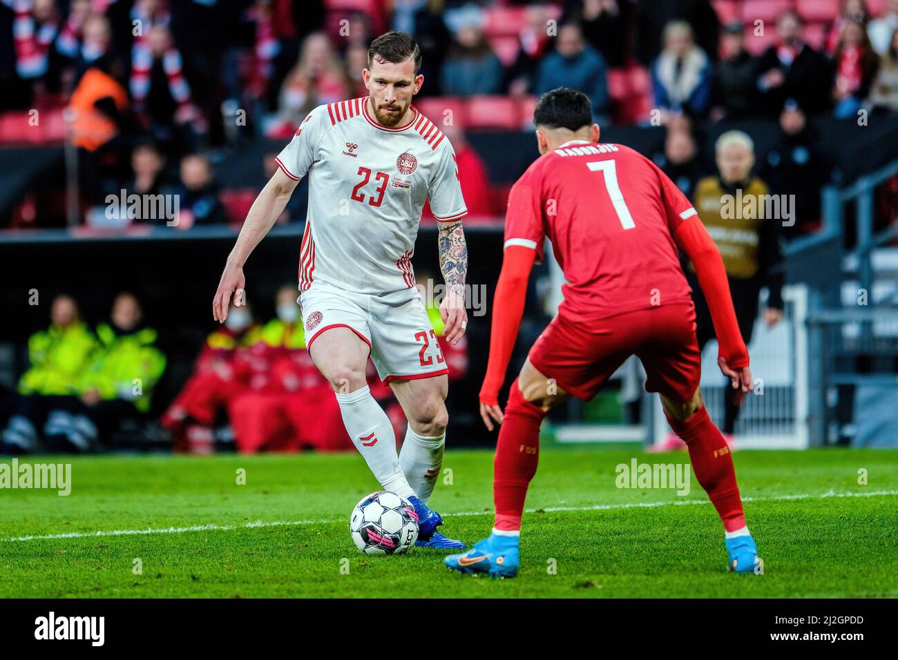 Copenhagen, Denmark. 29th, March 2022. Pierre-Emile Hojbjerg (23) of ...