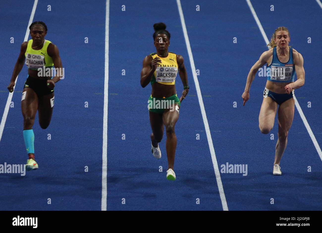 Shericka JACKSON of Jamaique , Lotta KEMPPINEN of Finlande and Ewa ...