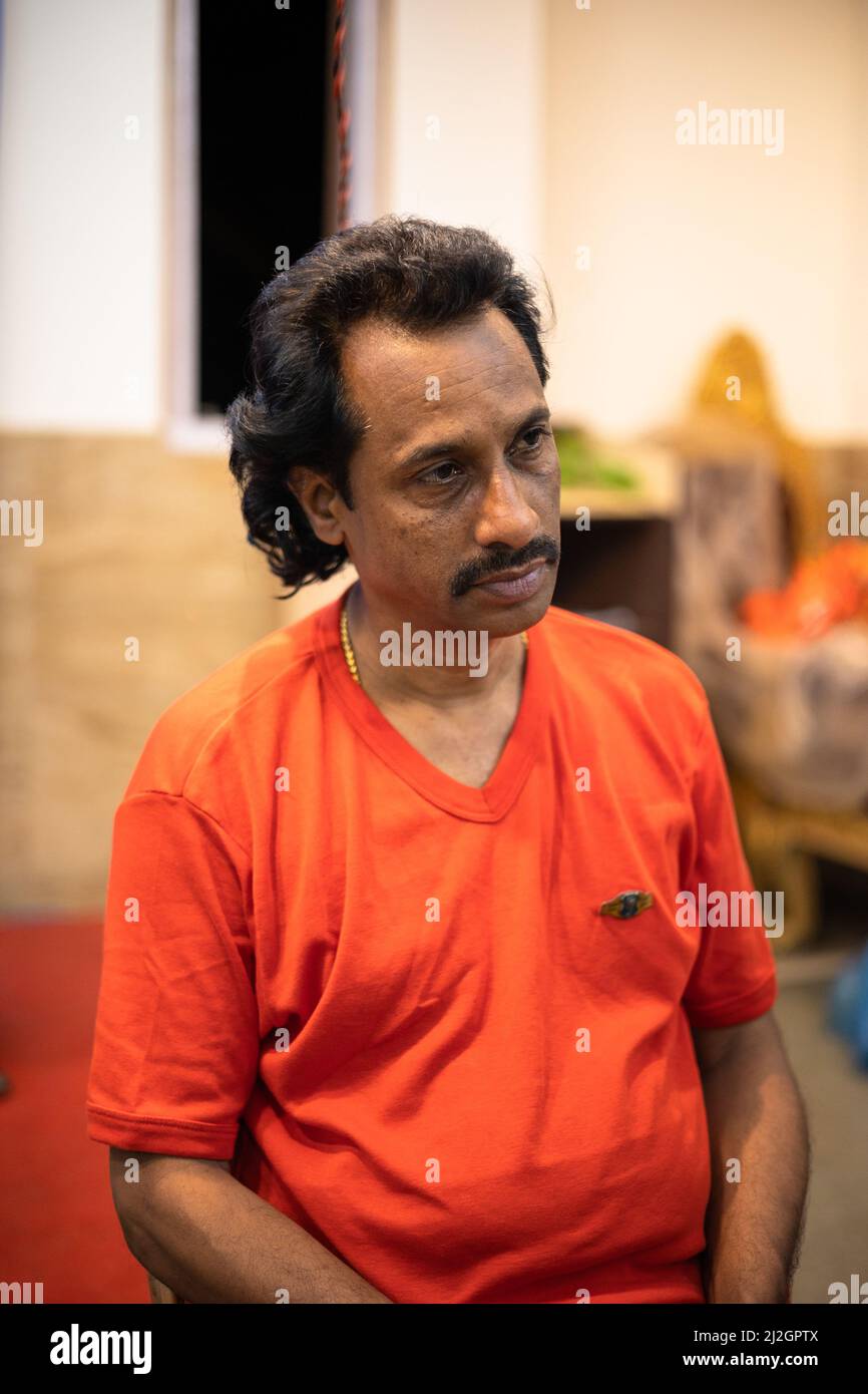 The man waiting to be dressed as Virabhadra for the annual folk dance ...