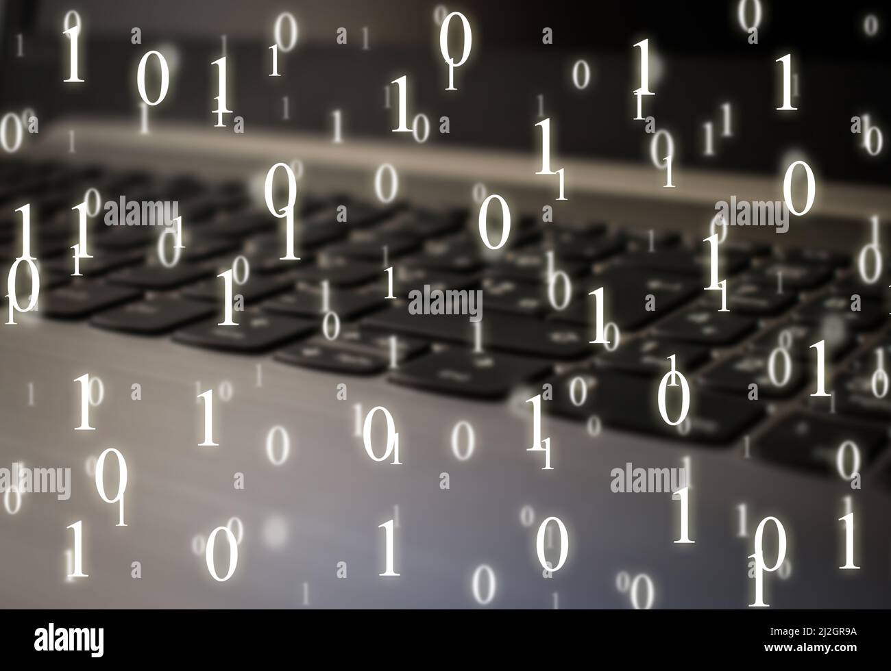 One and zero, glowing binary code with keyboard in background Stock Photo - Alamy