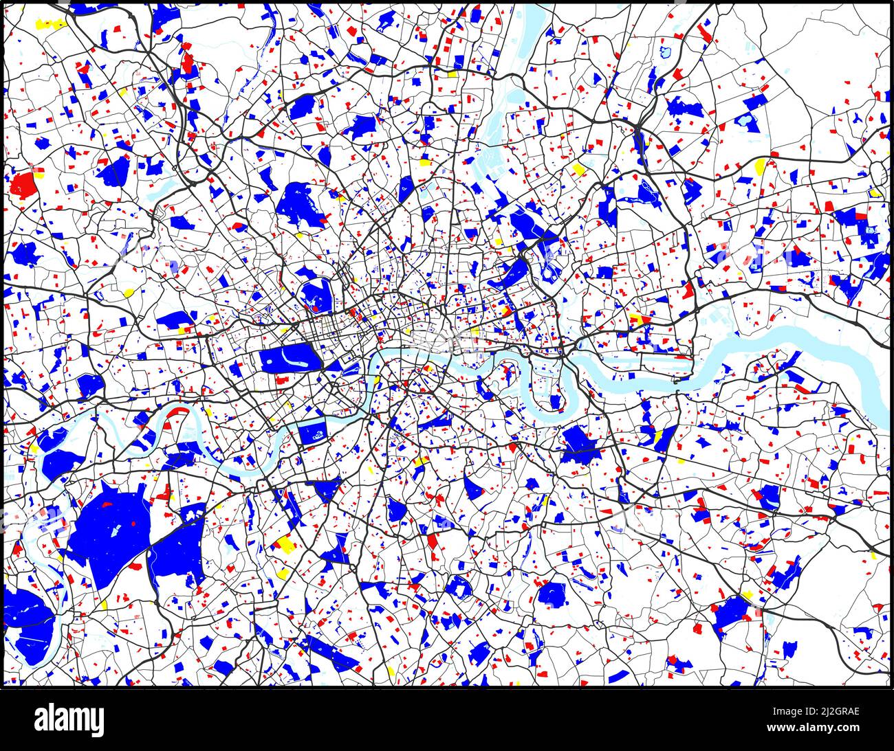 Detailed vector map of London, UK Mondrian Style Stock Vector Image ...