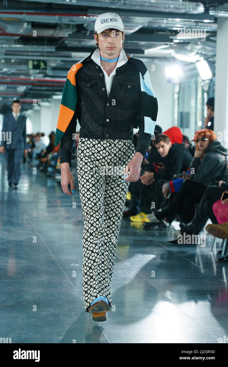 A model showcases brand Palomo Spain design during the catwalk within ...