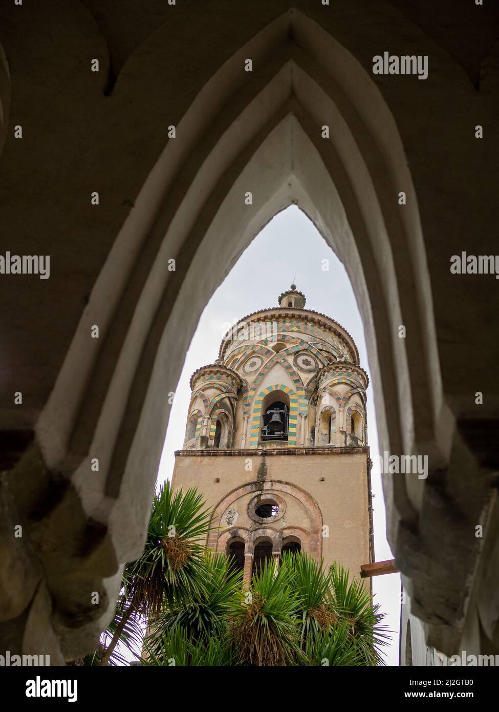 Amalfi Cathedral bell tower framed by an arch Stock Photo - Alamy