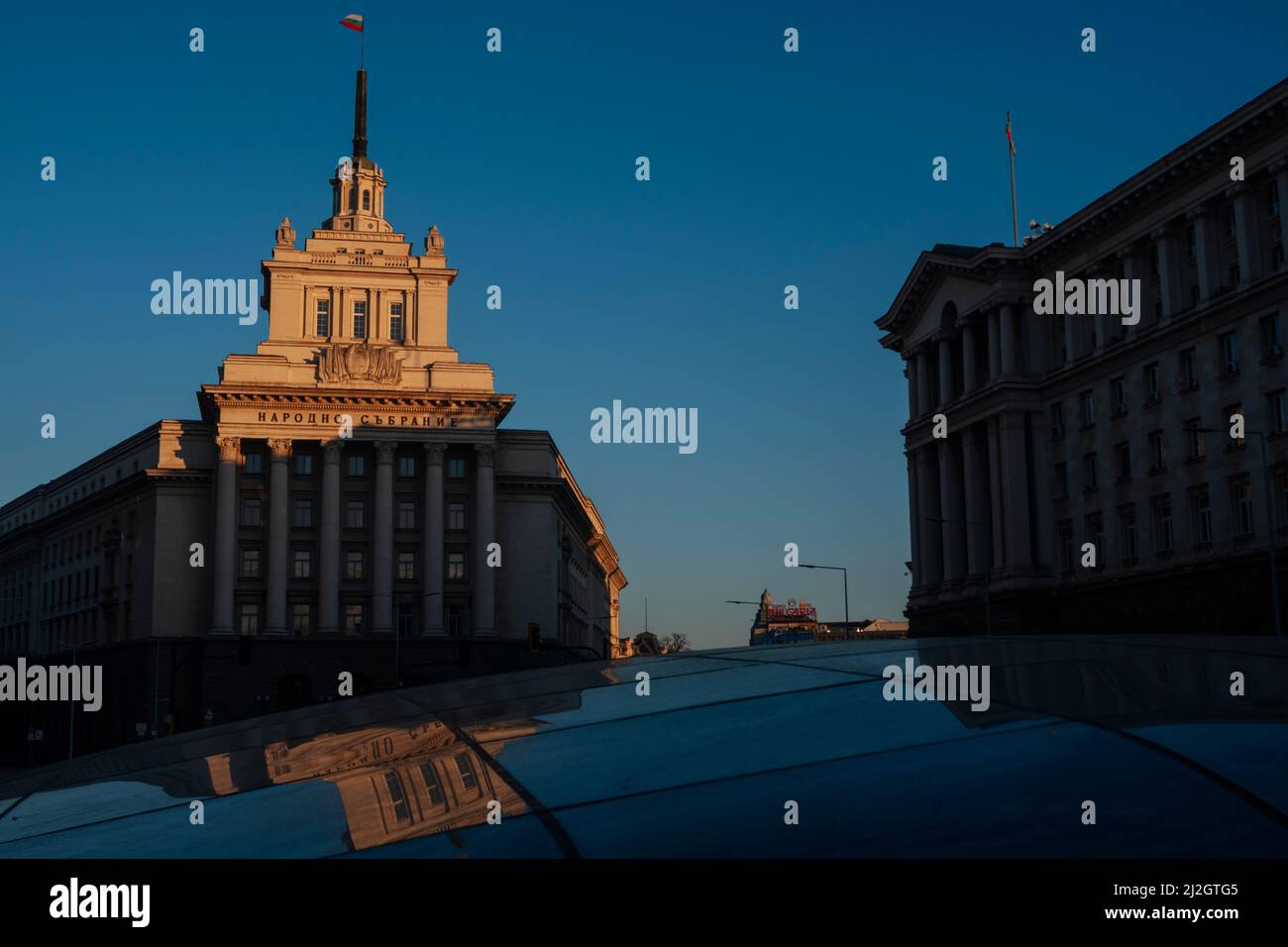The National Assembly of Sofia, Bulgaria on sunset, Building ...