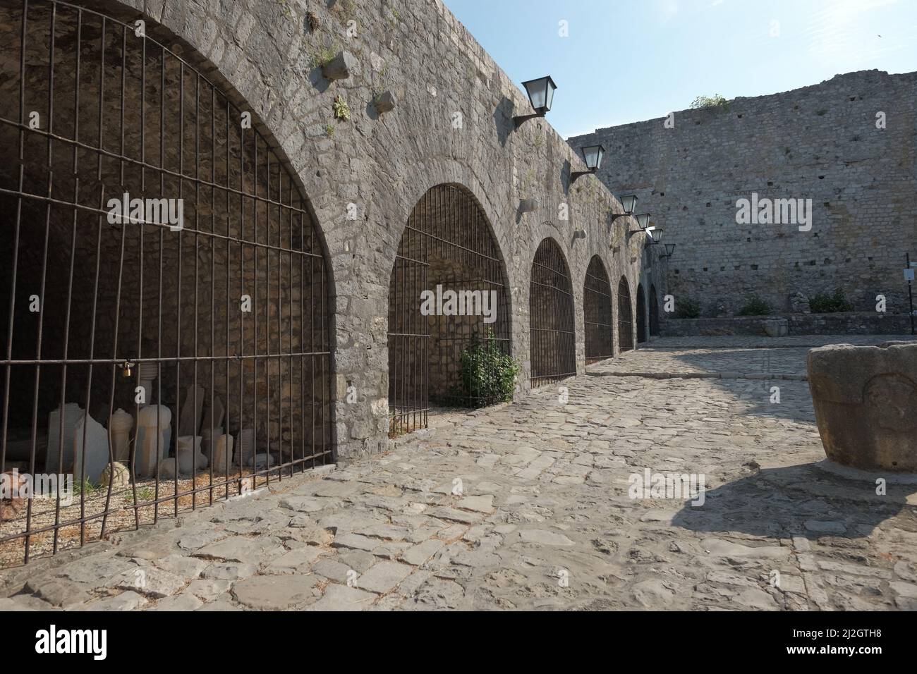 ULCINJ, MONTENEGRO - JULY 13, 2017: old stone jail cell of slave market ...