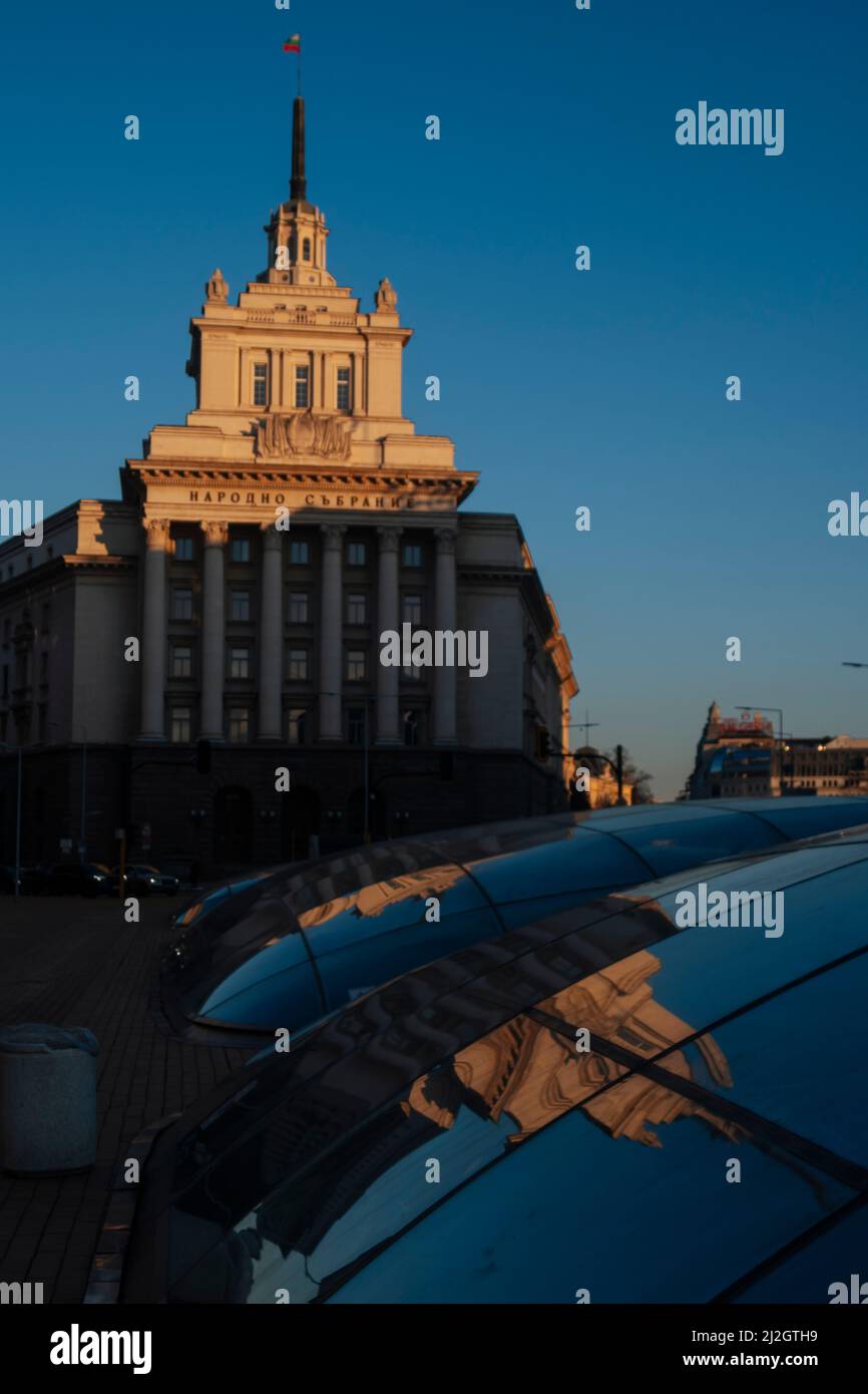 The National Assembly of Sofia, Bulgaria on sunset, Building ...
