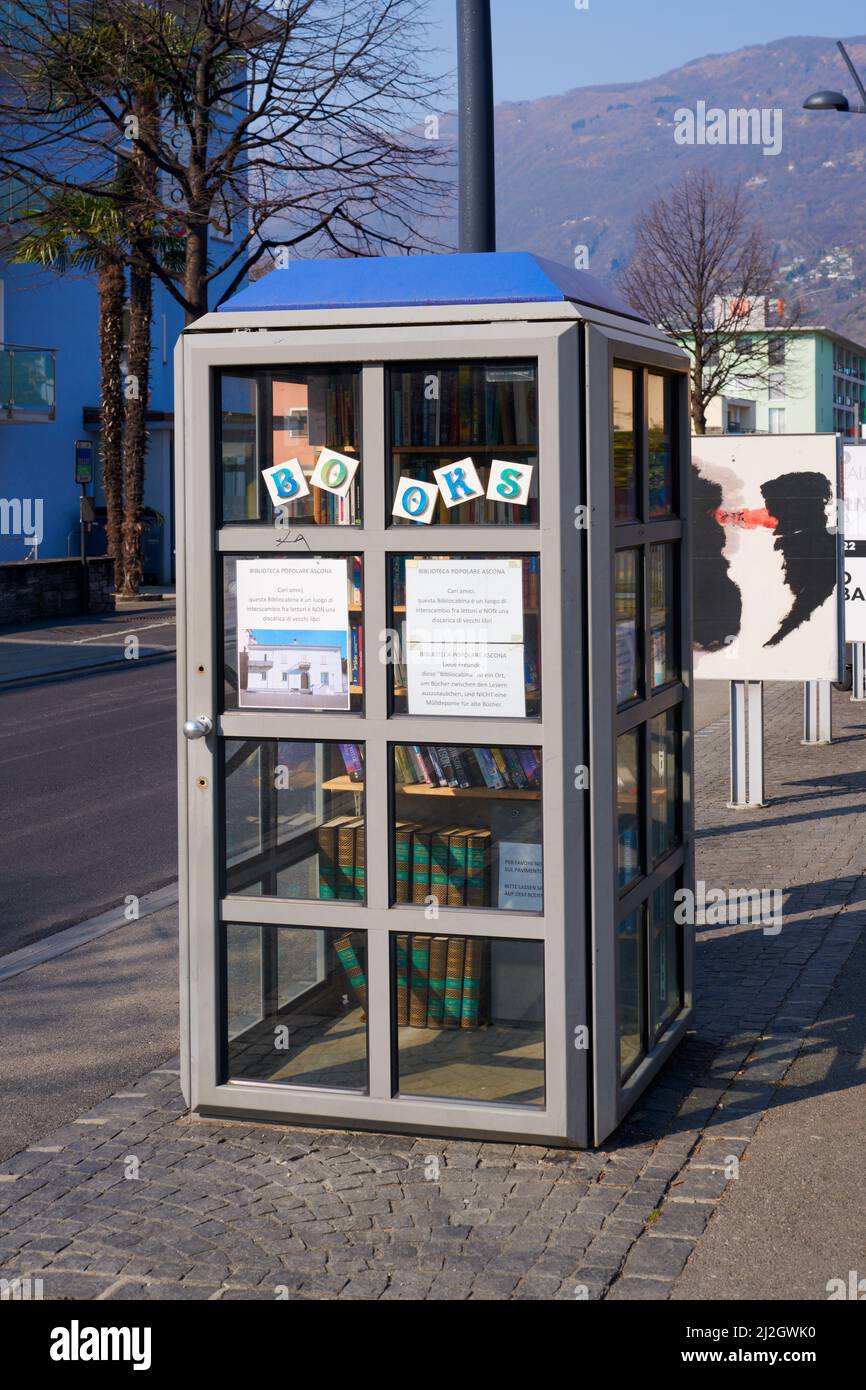Public library in a phone booth in Ascona, Switzerland Stock Photo - Alamy