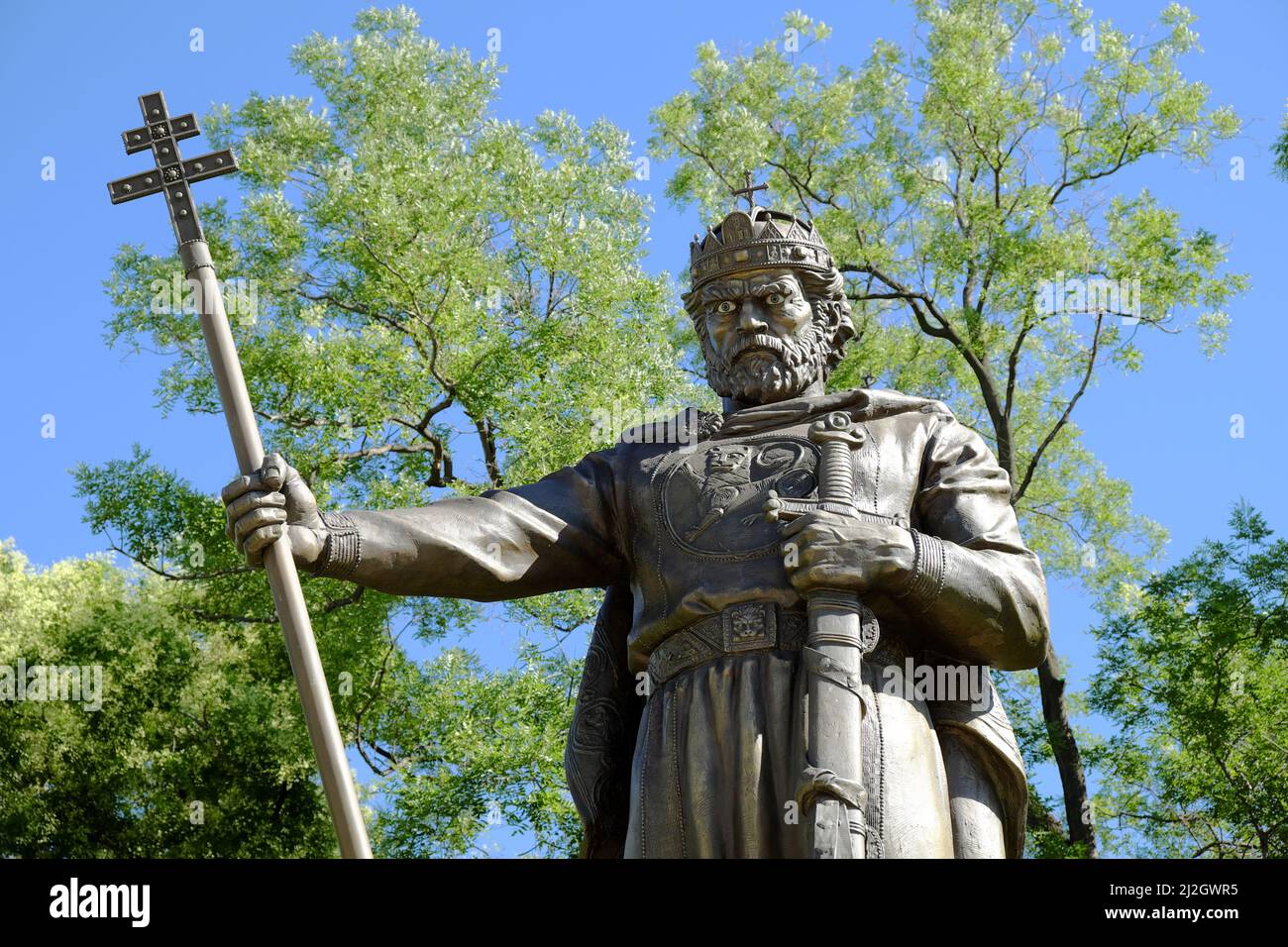 SOFIA, BULGARIA - JULY 31, 2017: statue of Samuil Tsar, emperor of the ...