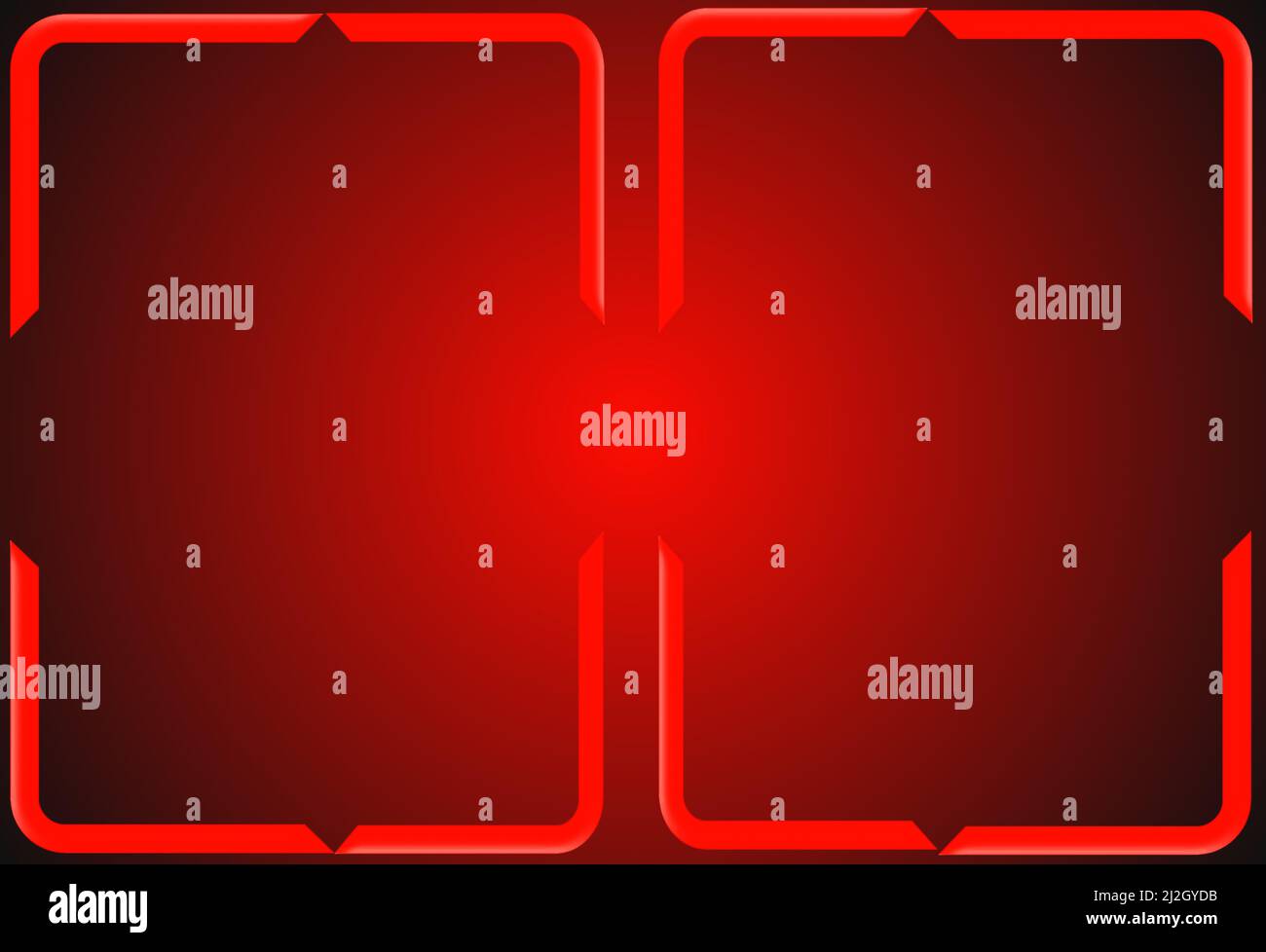 A 3D rendering red gradient abstract background with two frame cross ...