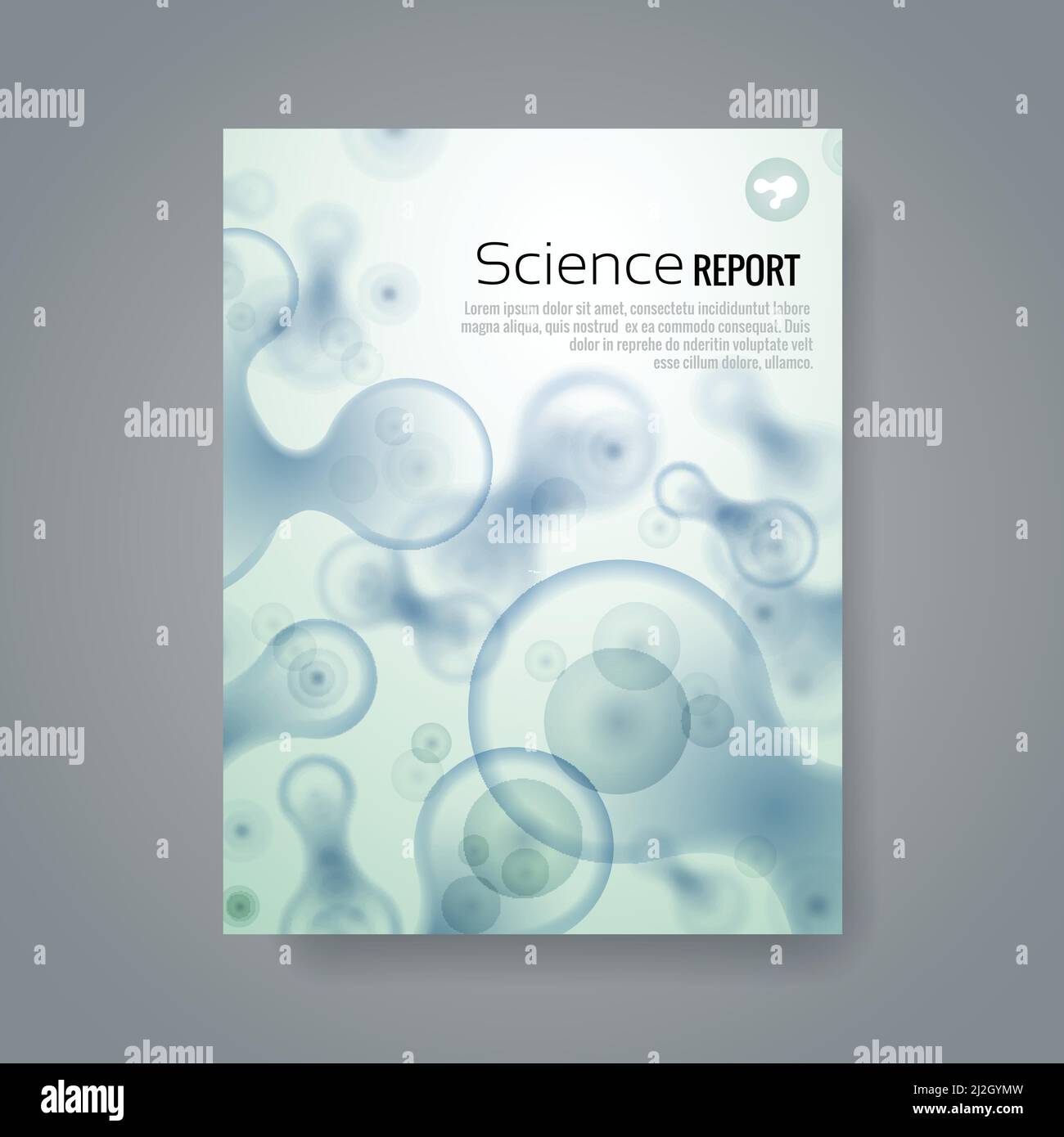 Scientific report. Banner with particles background and text. Biology ...