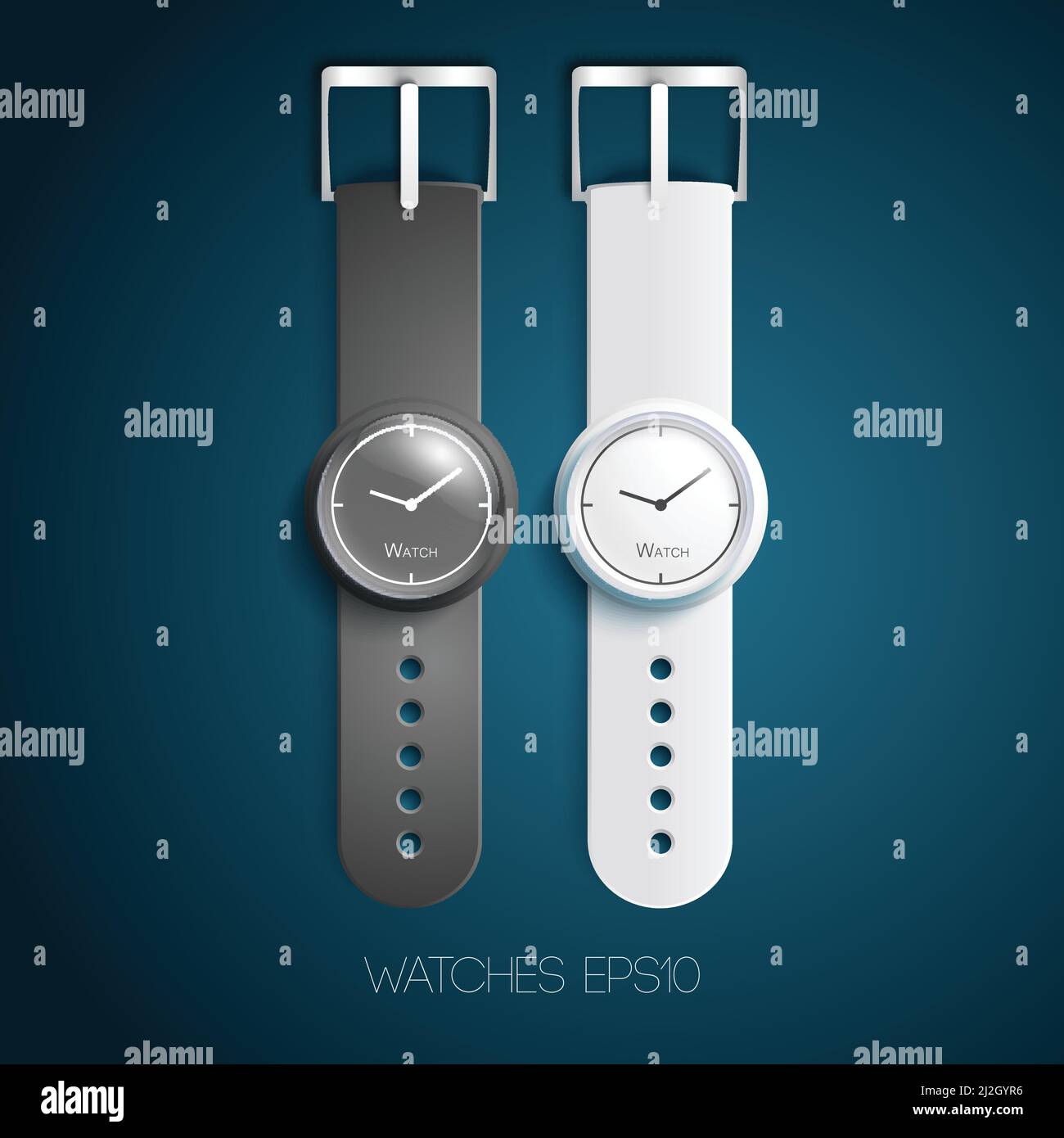 Mechanical watches design concept with white gray leather belts and ...