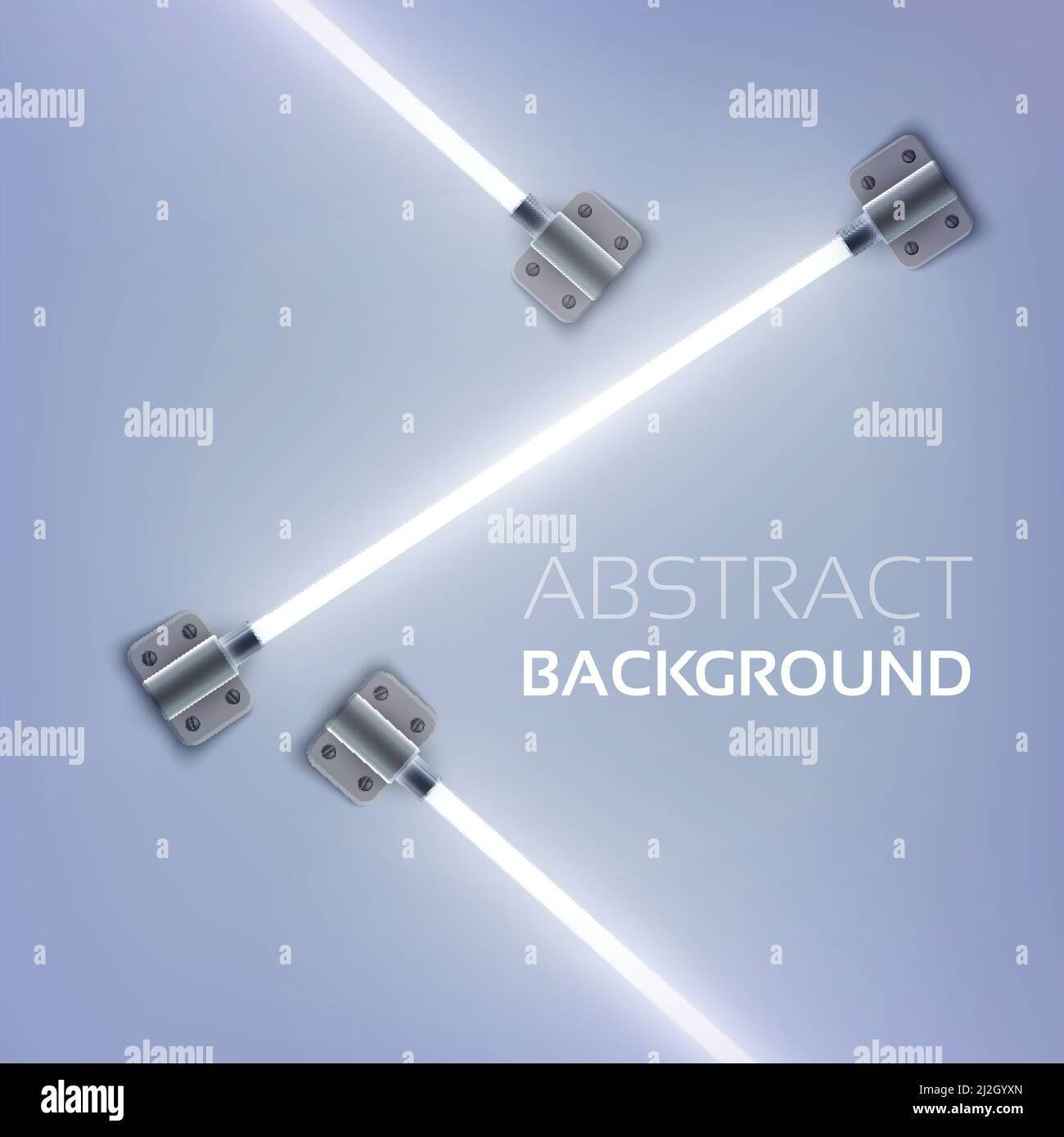 Abstract design template with neon tubes attached by metal plates on ...