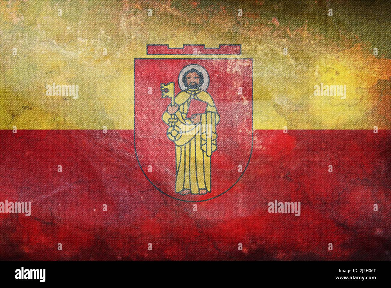 Top view of retro flag of Trier with grunge texture. Federal Republic ...