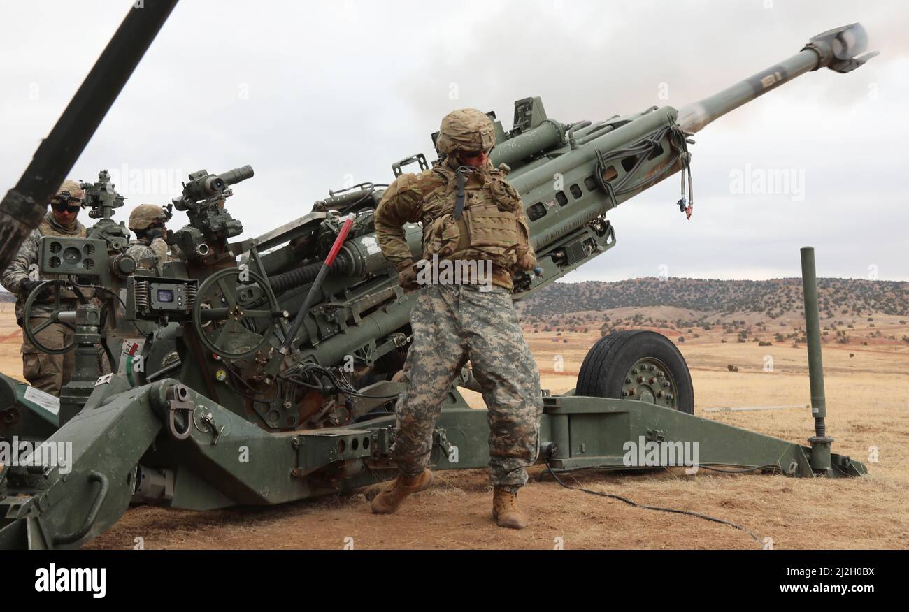 Soldiers with 2nd Battalion, 77th Field Artillery Regiment, 2nd Stryker ...