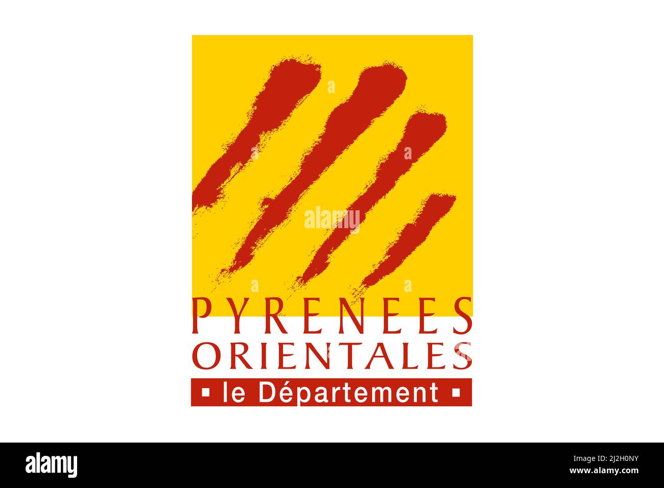 Top view of flag department of Pyrenees Orientales, France. French ...