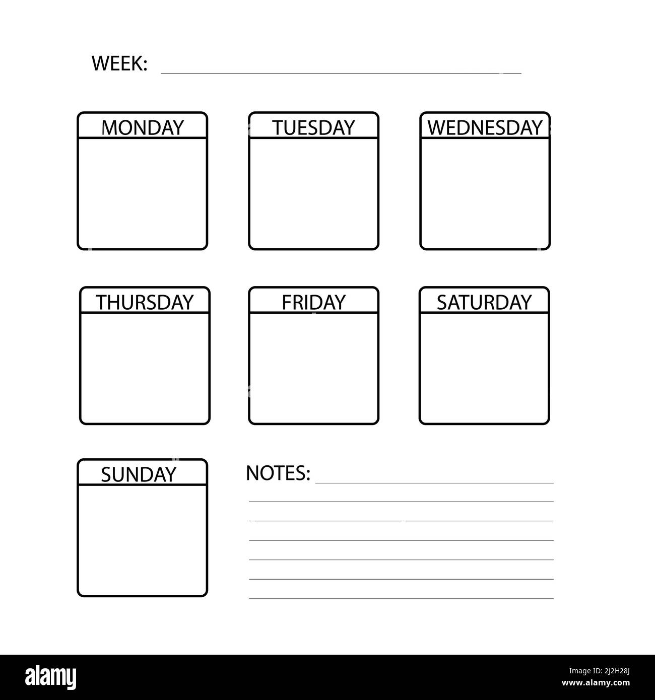 weekly planner on white background. minimalist planner sign. flat style ...