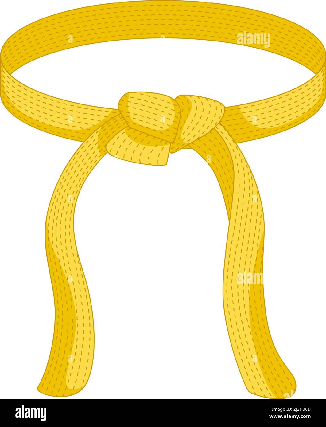 Karate belt yellow color isolated on white background. Design icon of ...