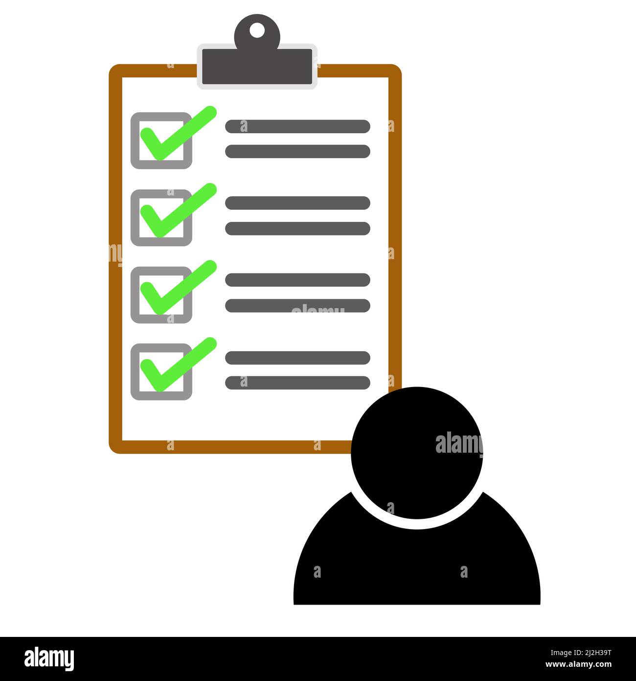 User checklist icon on white background. candidate approved symbol ...